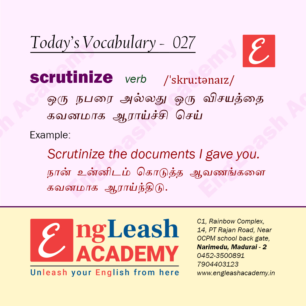 027 – Scrutinize Verb - EngLeash Academy