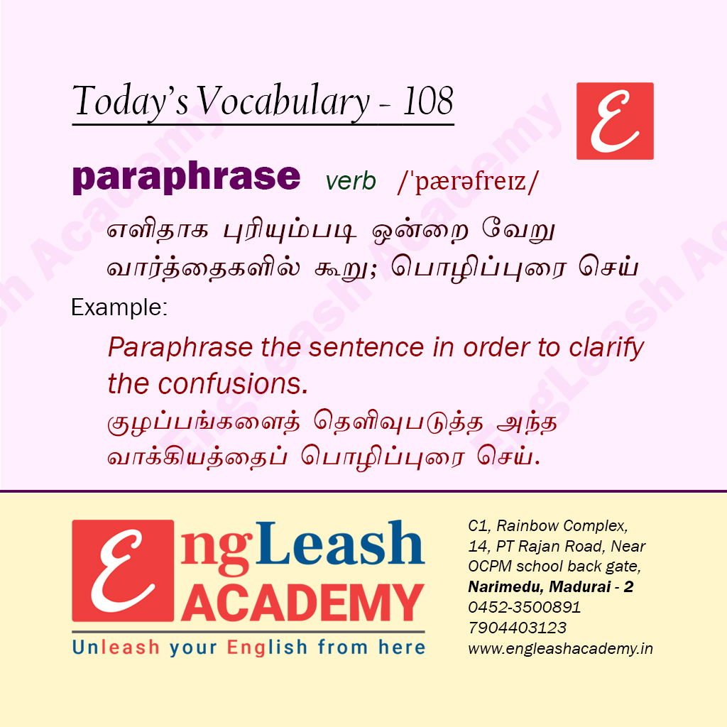108 – paraphrase – verb - EngLeash Academy